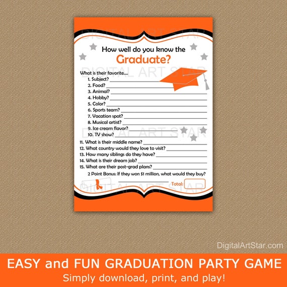 2023 Graduation Game, How Well Do You Know the Graduate Game Printable ...
