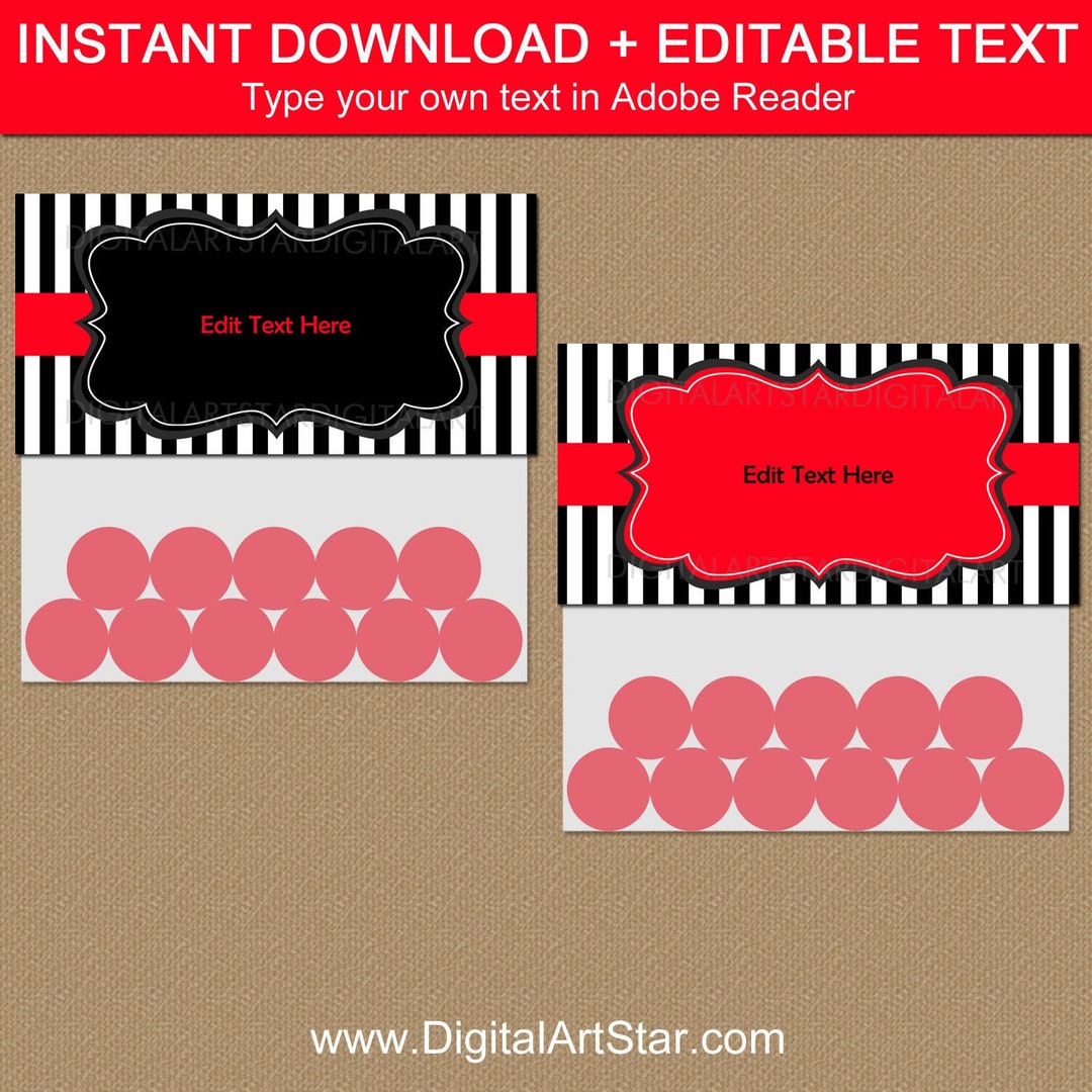 Treat Bag Toppers Printable Birthday Party Favor Bags Red - Etsy