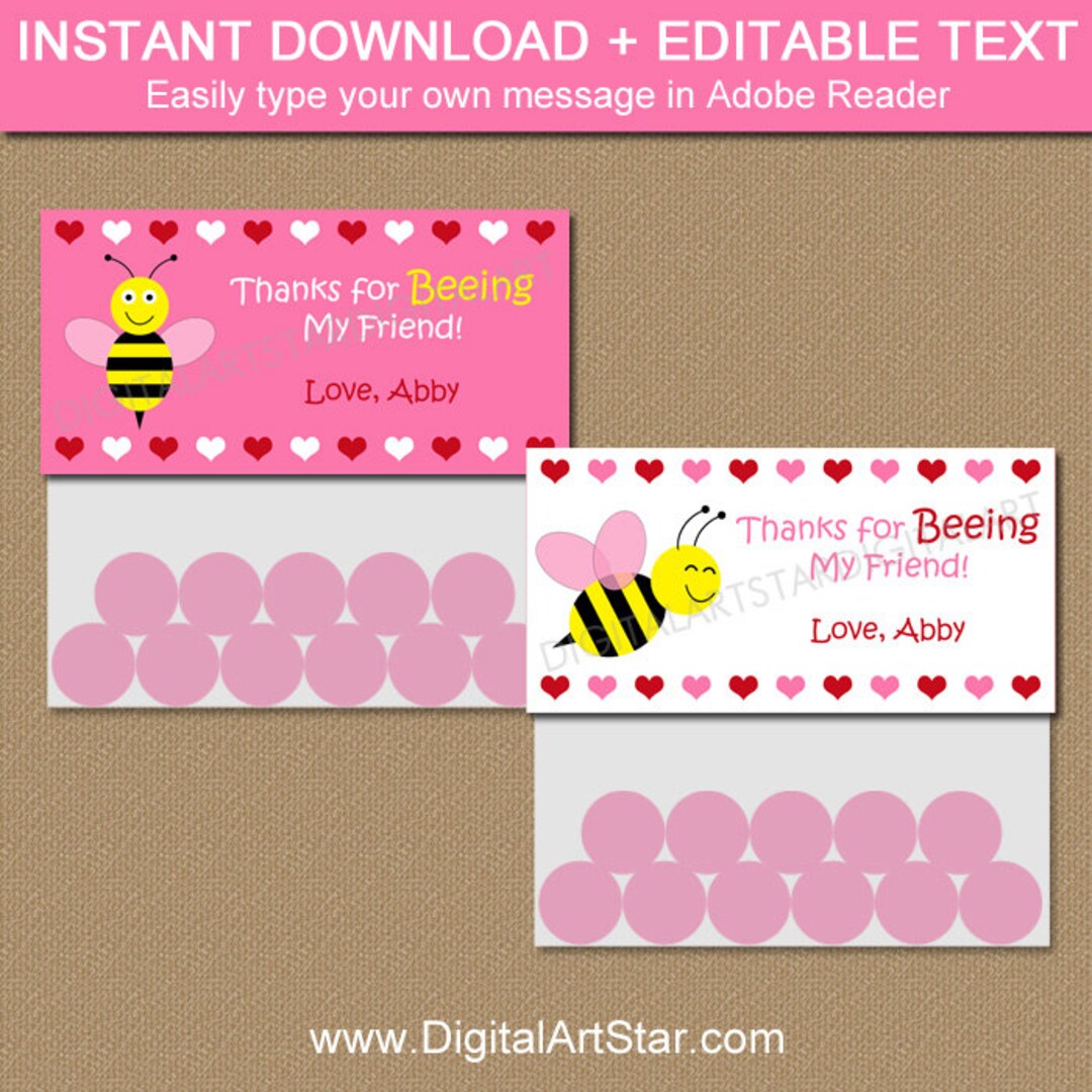 Kids Valentine Favors Kids Valentine Treat Bag Toppers Bumble Bee Bag ...