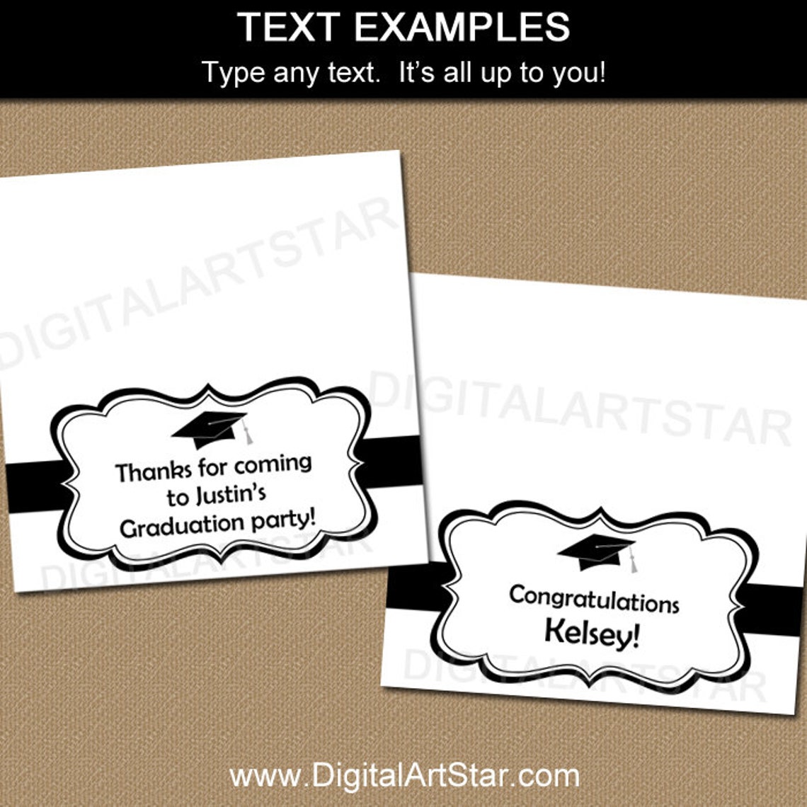 Graduation Treat Bag Topper Black and White Bag Toppers - Etsy