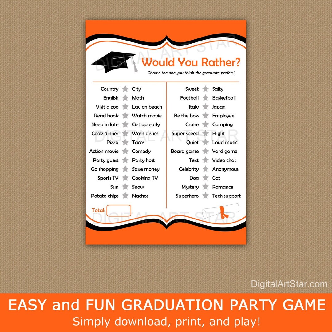 Would You Rather Graduate, This or That Graduate, Graduation Games ...