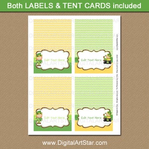 St Patricks Day Food Labels, Name Tags, Place Cards, Food Tent Cards ...