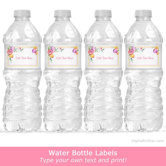 Floral Water Bottle Labels Printable - Spring Water Bottle Stickers ...