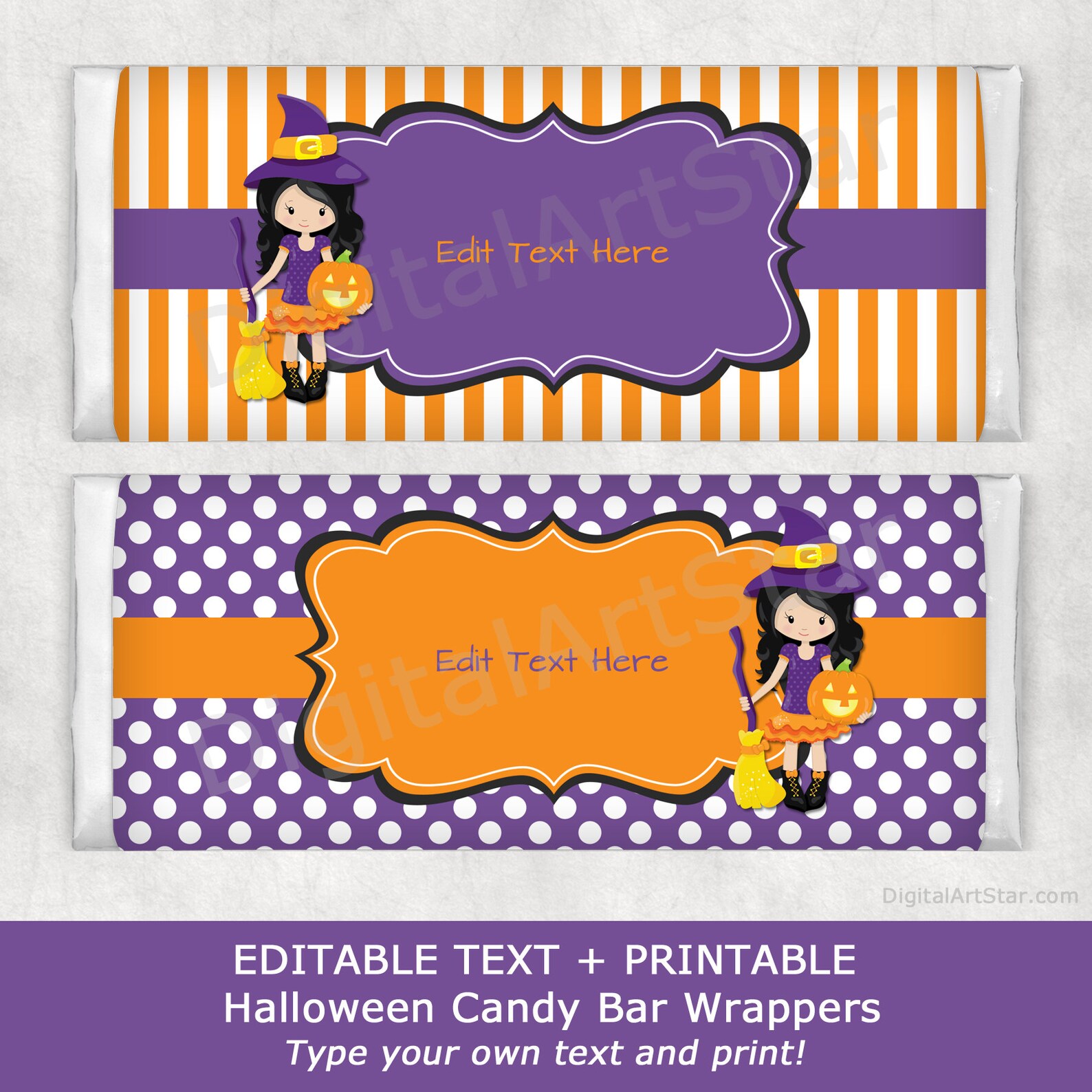 Halloween Candy Bar Wrappers Halloween Party Favors Witch - Etsy