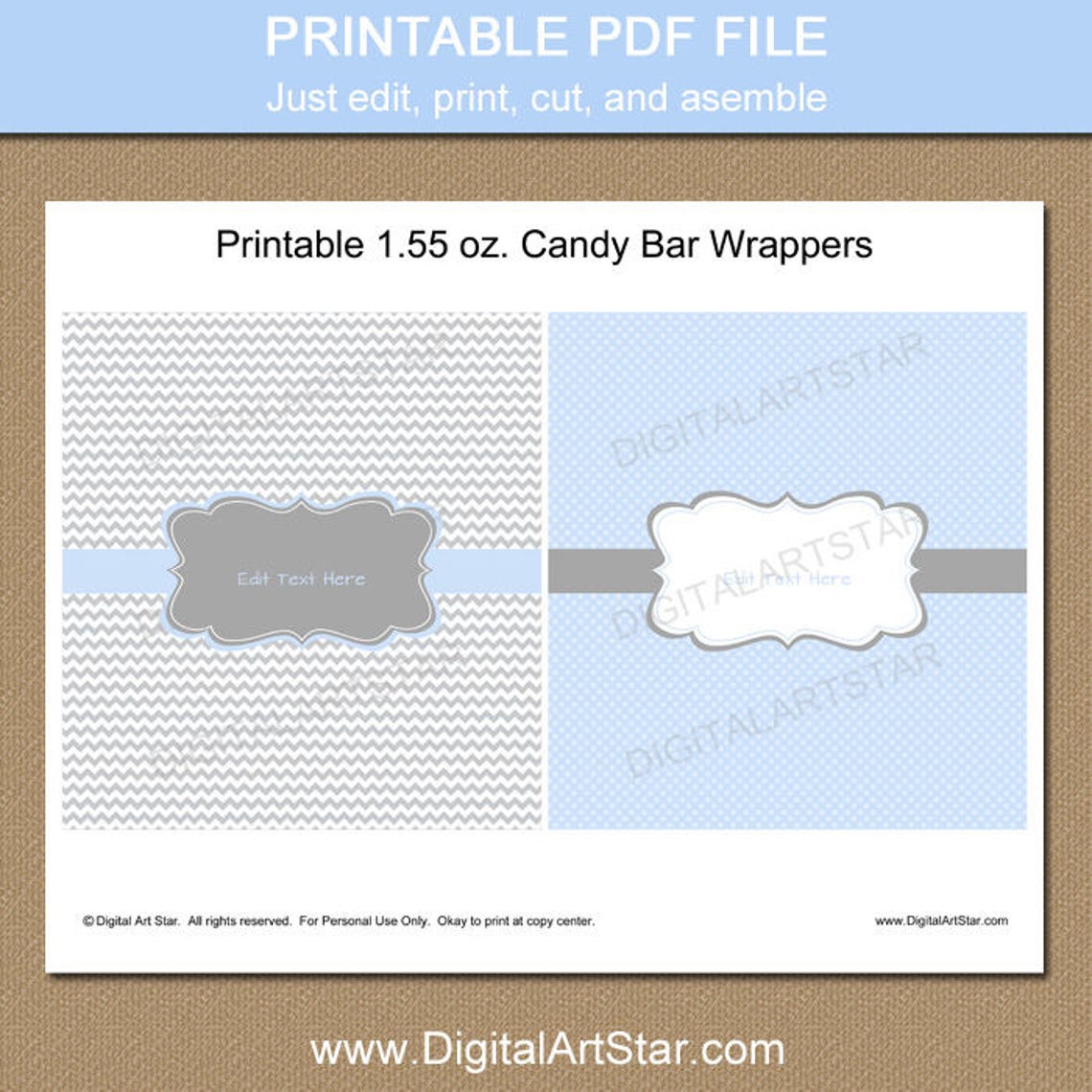 Baby Blue Printable Candy Bar Wrappers Baby Boy Printable | Etsy