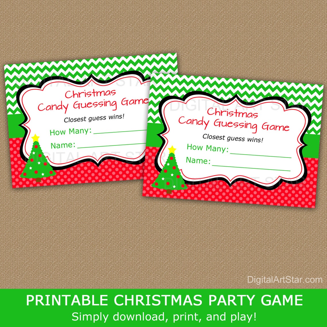 Printable Christmas Game Holiday Candy Guessing Game Guess - Etsy