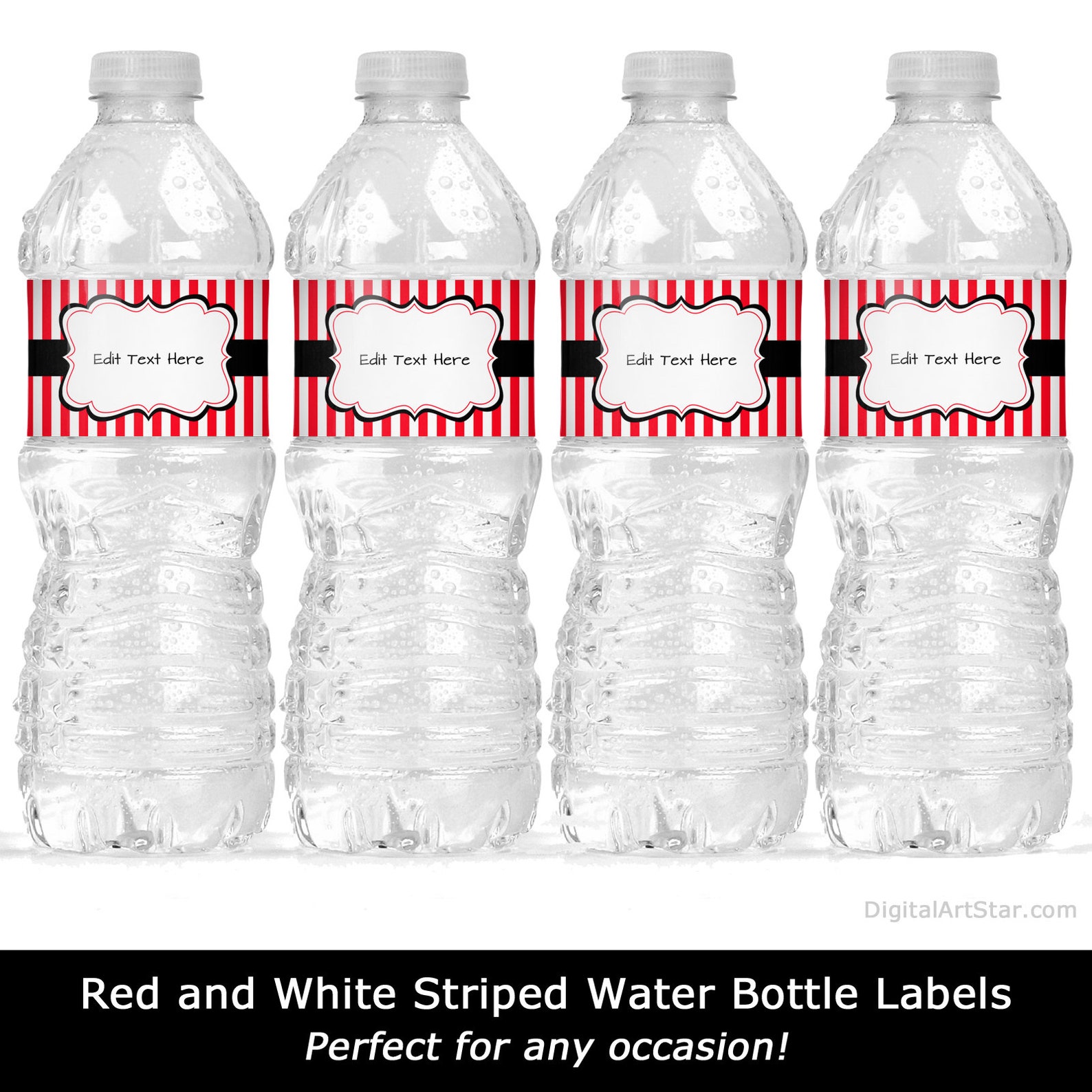 Water Bottle Labels Red and Black Birthday Party Decorations | Etsy