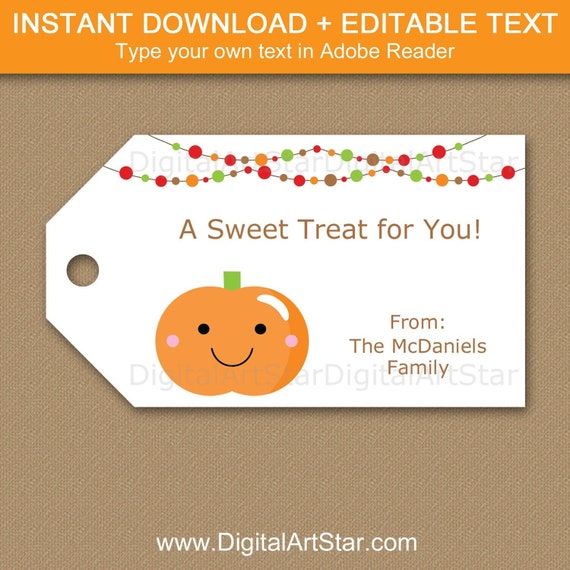 Pumpkin Tags Printable Fall Tags for Gift Bags Fall Tags | Etsy