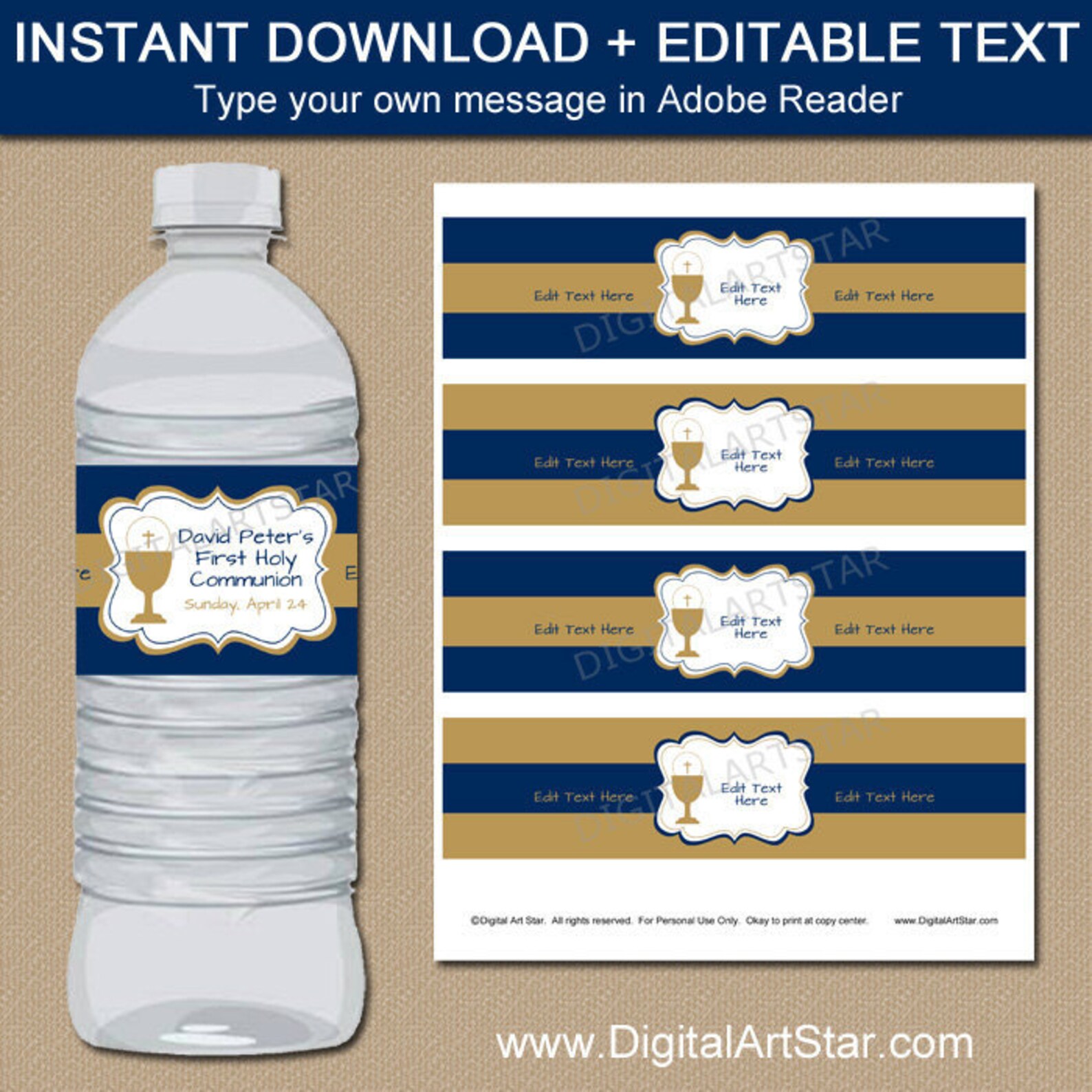Holy Communion Water Bottle Label Download First Holy - Etsy