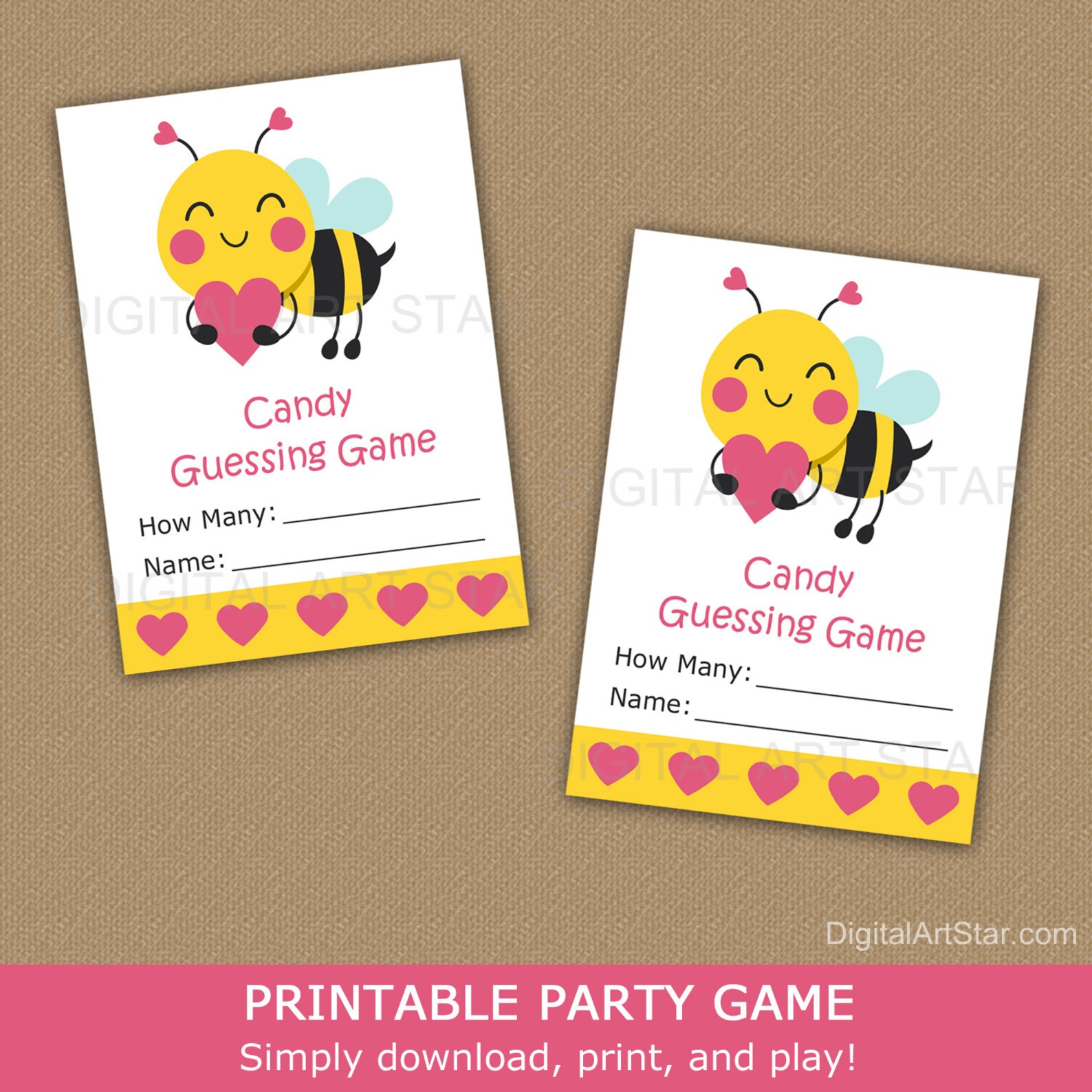 Bee Valentine's Day Candy Guessing Game Template | Etsy