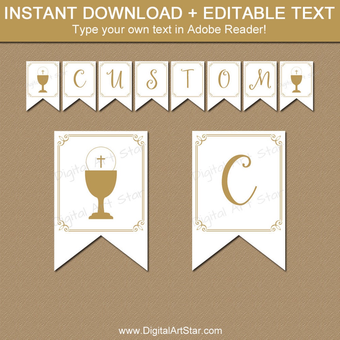 First Communion Decoration Banner, Personalized First Communion Banner ...