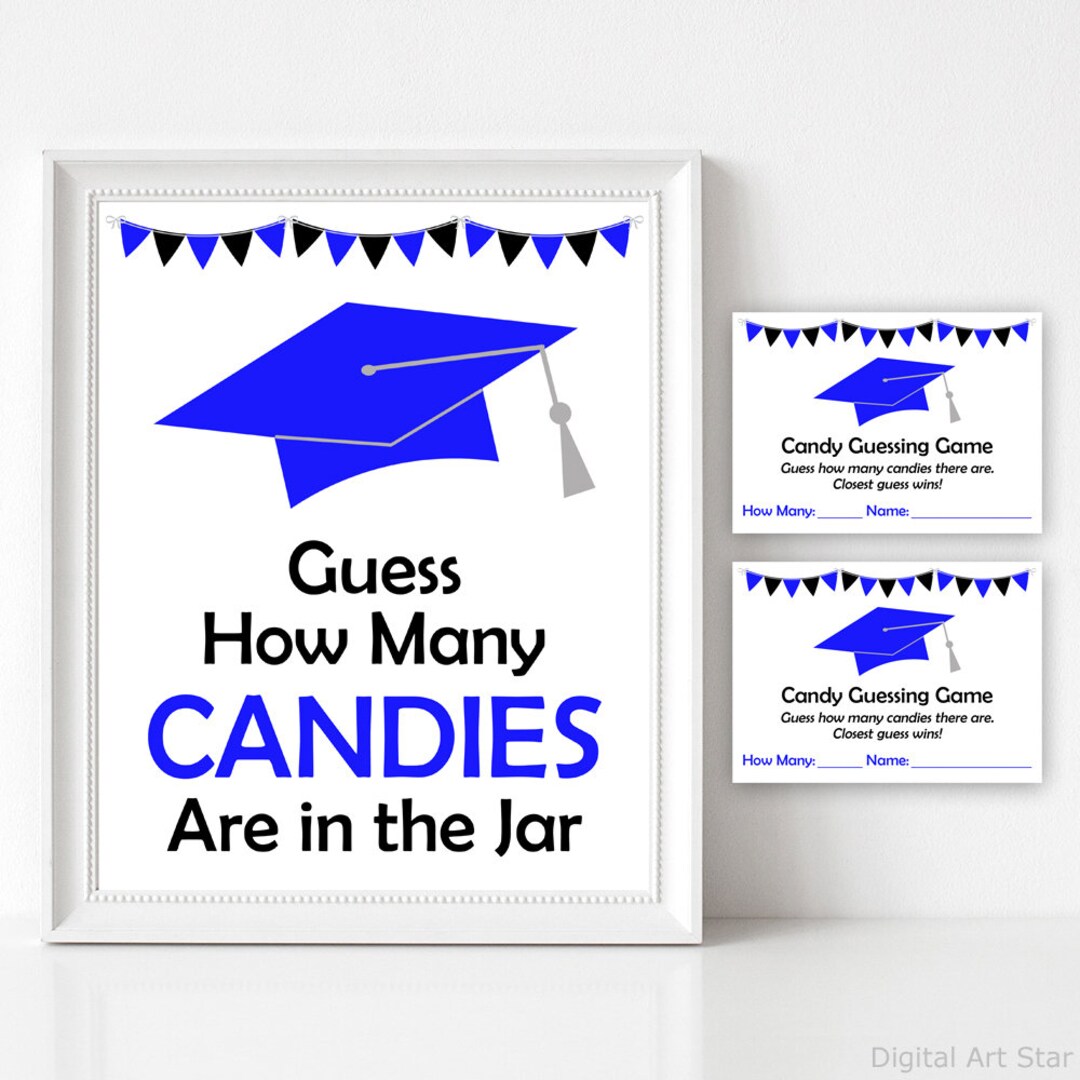 2024 Graduation Game Printable, Royal Blue Graduation Candy Guessing ...