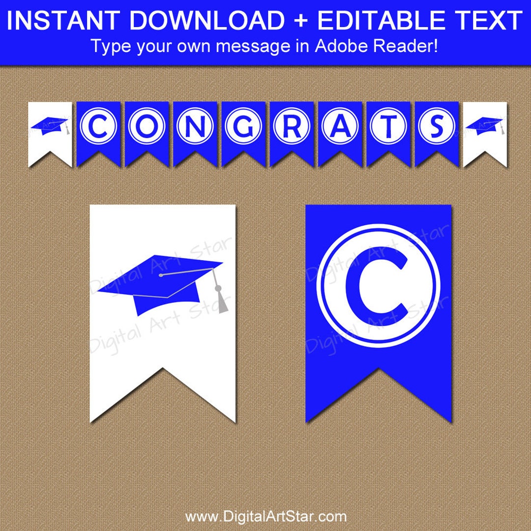 Royal Blue Graduation Party Decorations 2024, Blue Graduation Banner ...