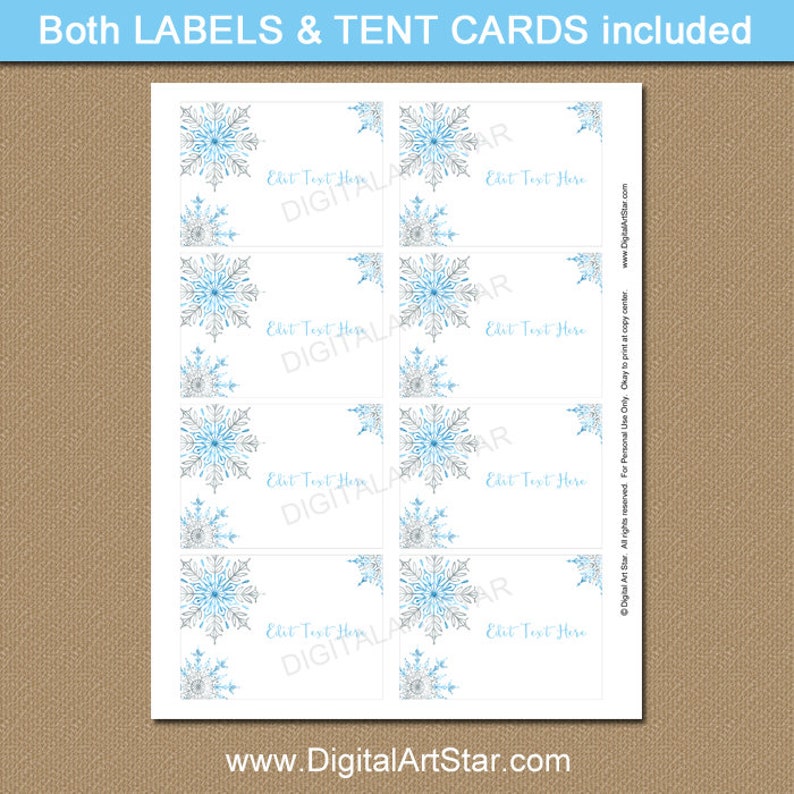 Snowflake Place Cards Snowflake Party Download Holiday | Etsy
