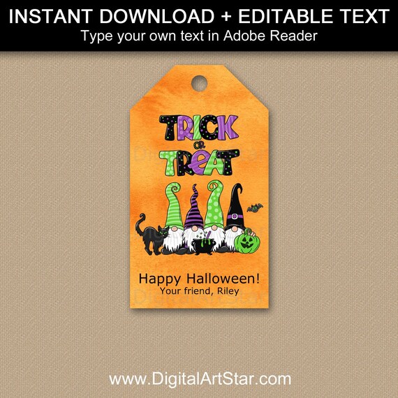 Halloween Tags, Halloween Gift Tags, Halloween Printable Tag, Halloween ...