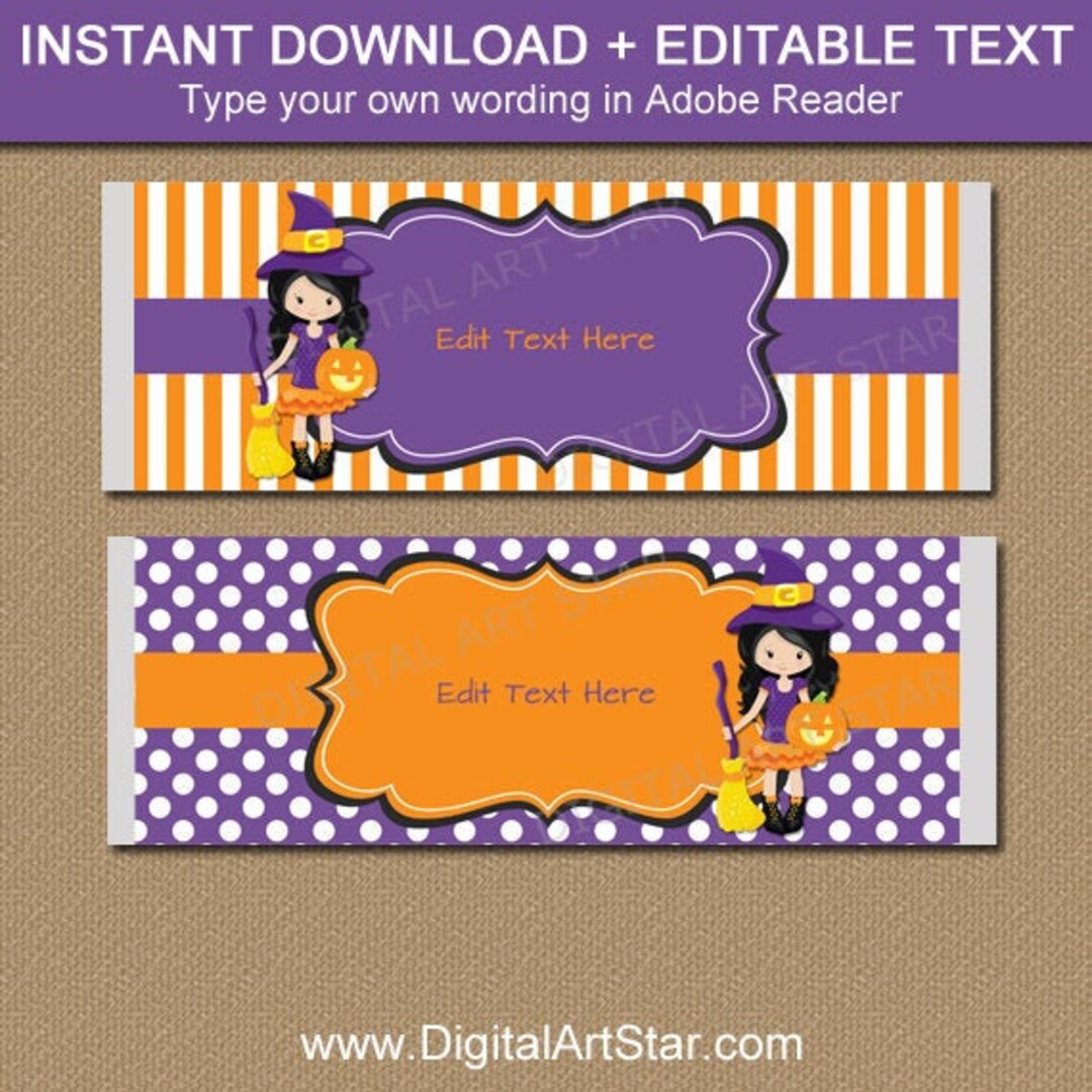 Halloween Candy Bar Wrappers Halloween Party Favors Witch Party Favor ...