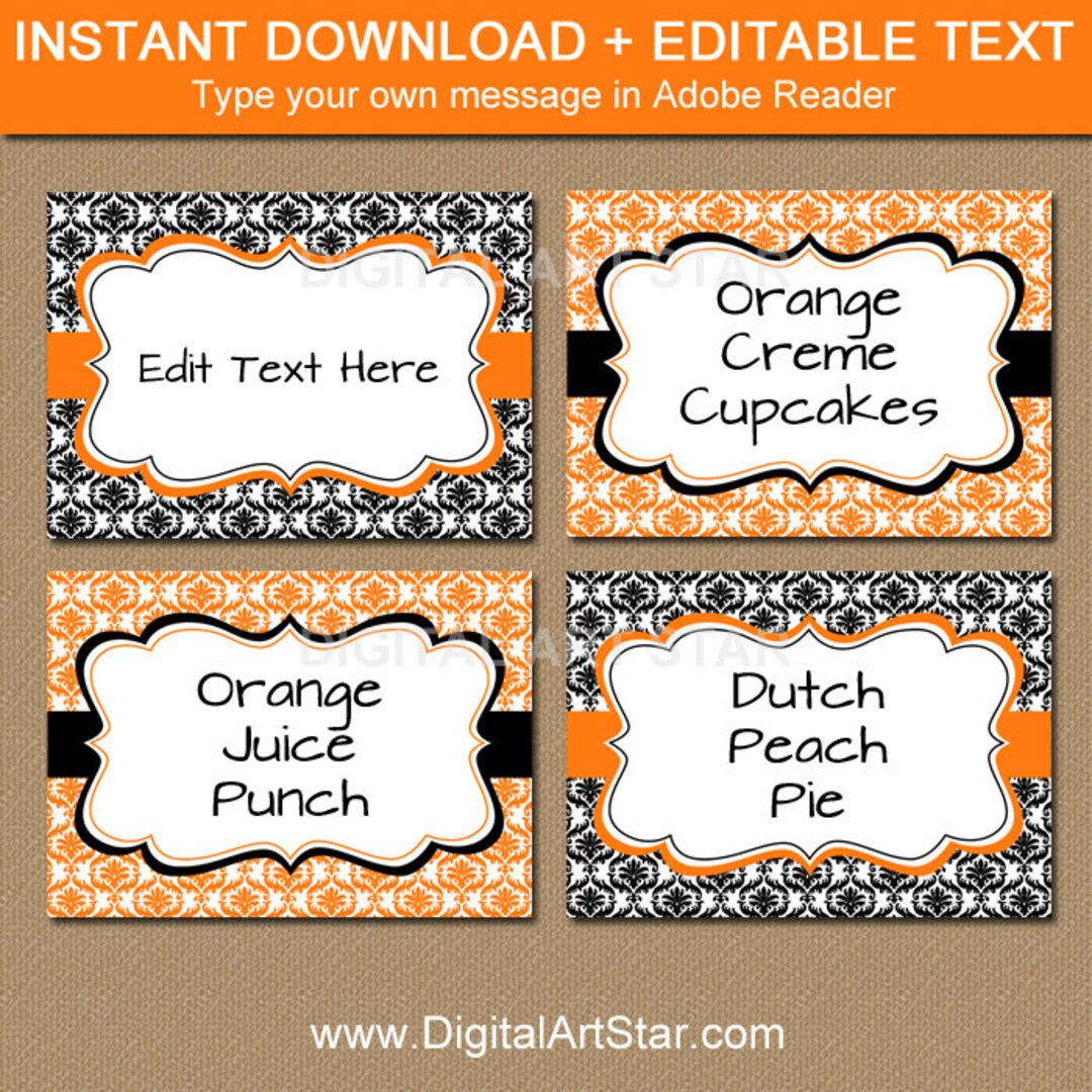Halloween Place Cards, Halloween Printable Labels, Candy Buffet Labels ...