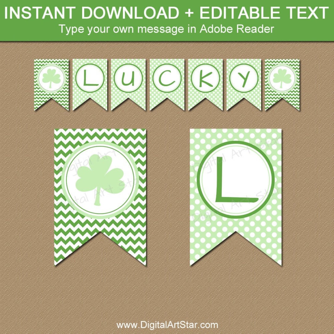 St Patricks Day Banner Printable, St Patricks Day Party Decorations ...