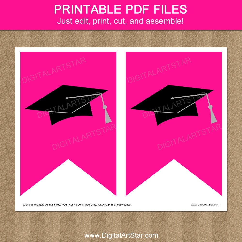 Hot Pink Graduation Banner High School Graduation Party | Etsy