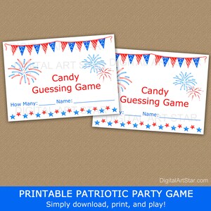 4th of July Candy Guessing Game and Sign, Guess How Many Candies Are in ...