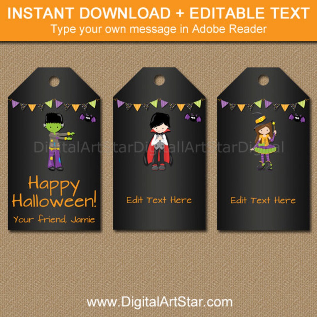 Halloween Tags Instant Download Halloween Party Favor Tag Halloween ...