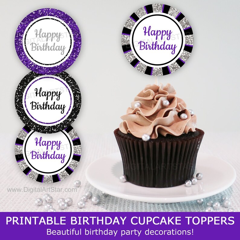 Happy Birthday Cupcake Toppers Printable Happy Birthday Party - Etsy