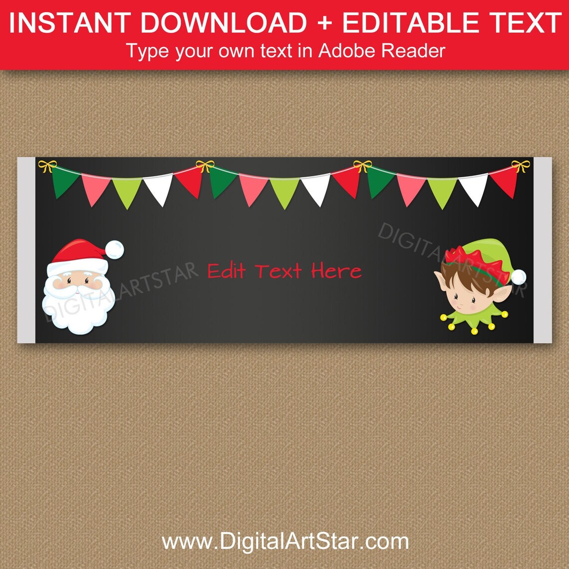 Christmas Candy Bar Wrapper Template Chalkboard Christmas - Etsy