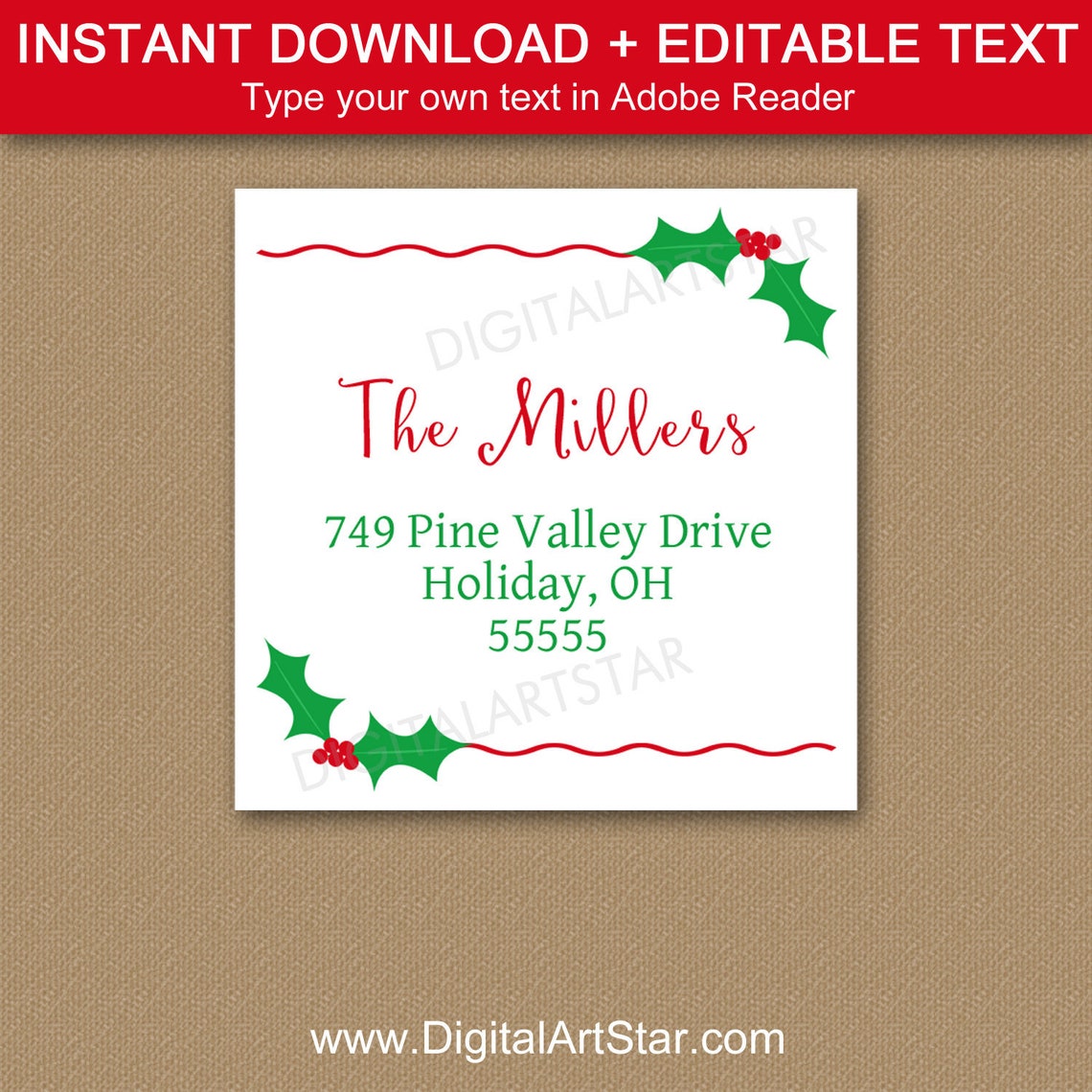 Printable Christmas Address Labels Holiday Address Labels - Etsy