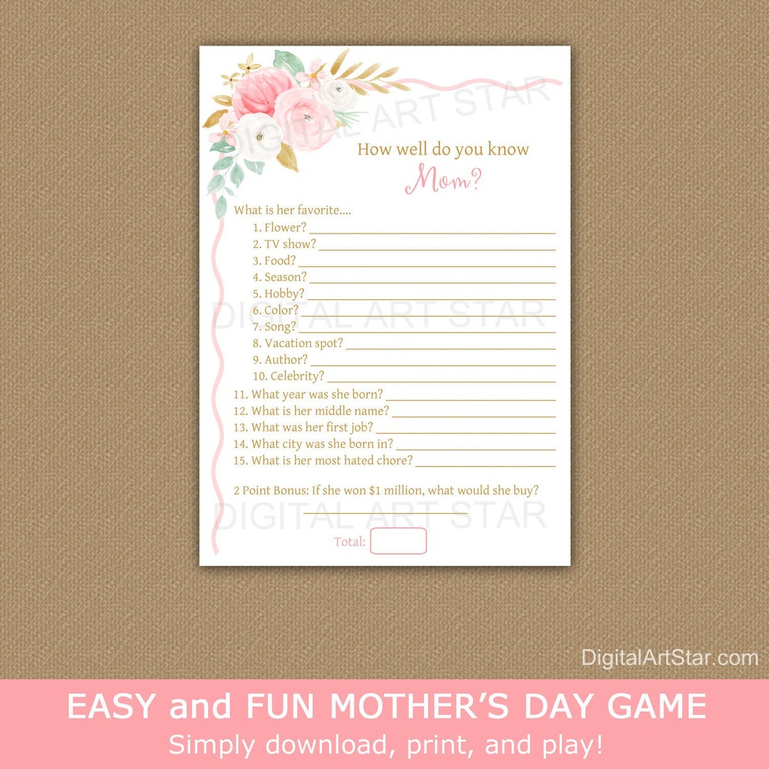How Well Do You Know Mom, Mothers Day Who Knows Mom Best, Mother's Day ...
