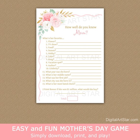 How Well Do You Know Mom, Mothers Day Who Knows Mom Best, Mother's Day ...