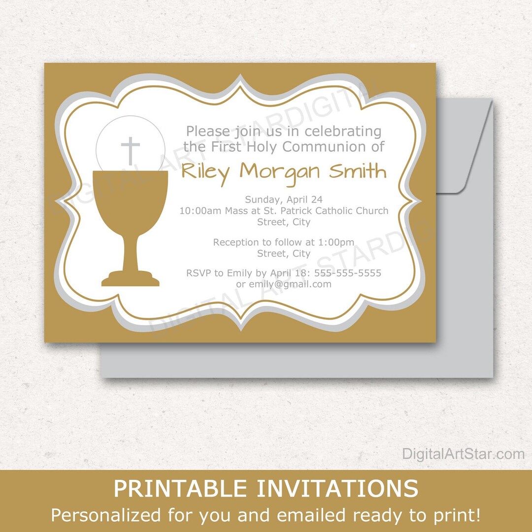 1st Communion Invitation Template PRINTABLE First Holy Communion ...