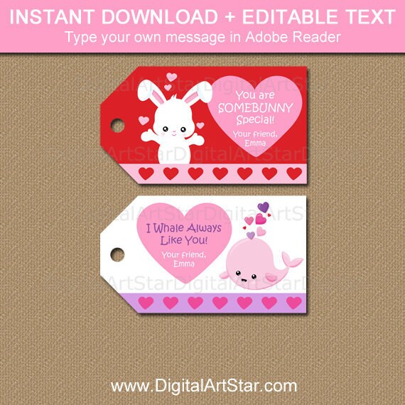 Printable Kids Valentine Tags, Valentines Day Party For Kids, Classroom ...
