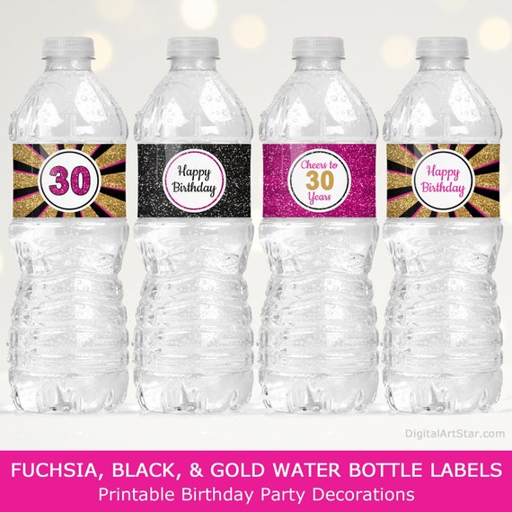 30th Birthday Water Bottle Labels, 30th Birthday Party Decorations for ...