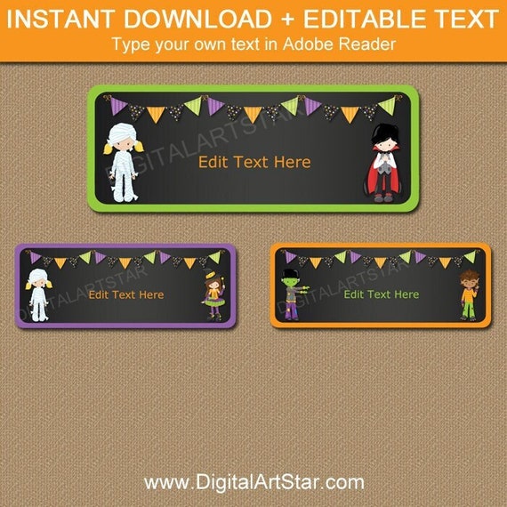 Chalkboard Halloween Address Labels Editable - Printable Address Labels ...