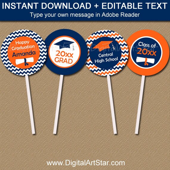 Graduation Cupcake Toppers - Graduation Party Decorations - Graduation ...