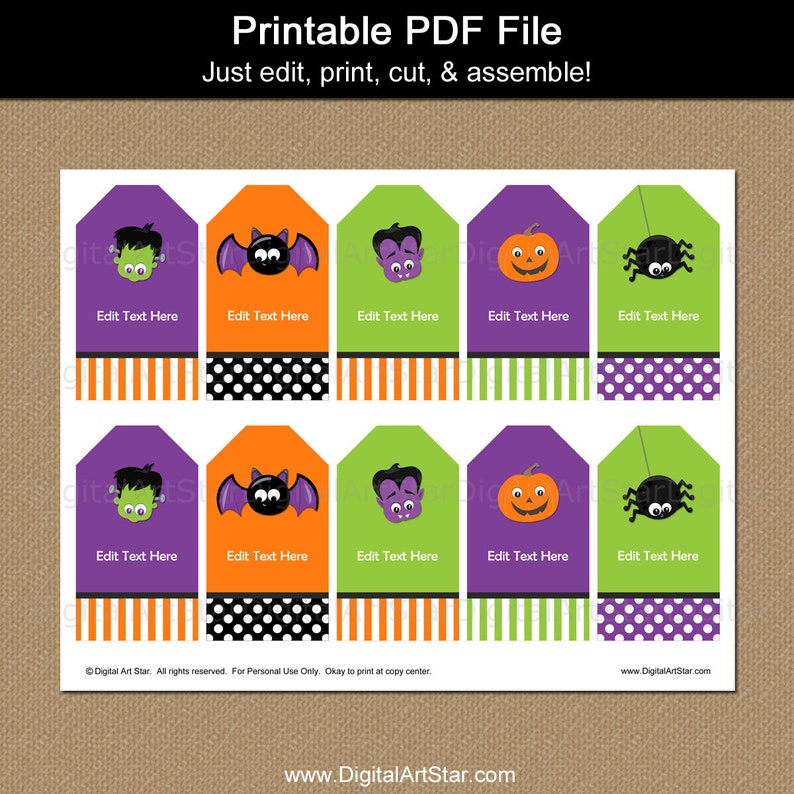 Printable Gift Tags for Halloween Halloween Tags Editable - Etsy