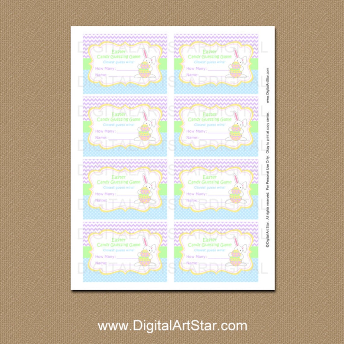 Easter Candy Guessing Game Printable Guess How Many Candies | Etsy
