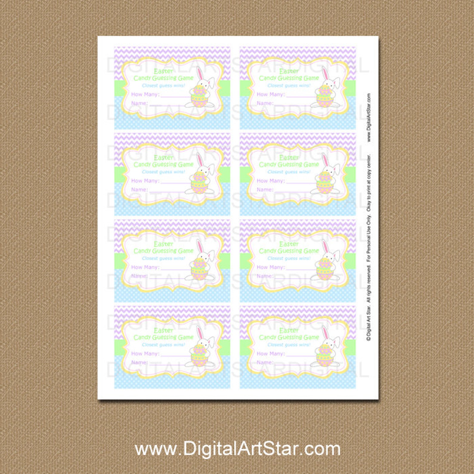 Easter Candy Guessing Game Printable Guess How Many Candies | Etsy