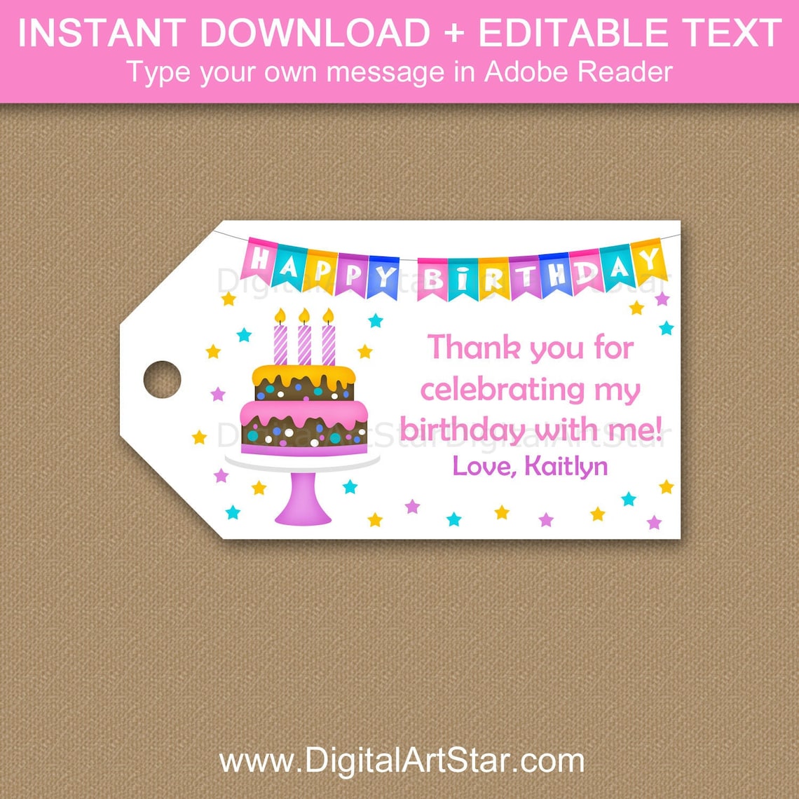 Happy Birthday Gift Tags Happy Birthday Tags Editable Girl - Etsy