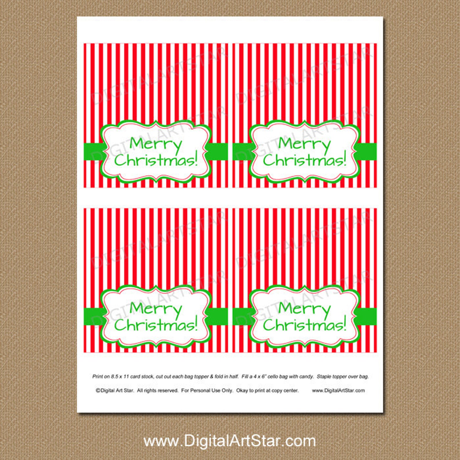 INSTANT DOWNLOAD Christmas Treat Bag Topper Printable - Etsy