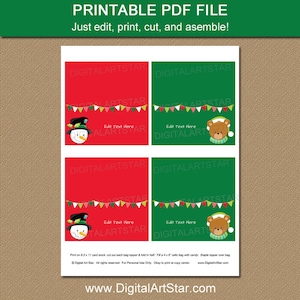 Christmas Bag Tags, Printable Holiday Bag Tags, Christmas Treat Bag ...