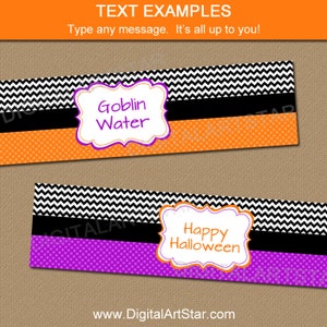 Printable Halloween Water Bottle Labels Template Water Bottle - Etsy
