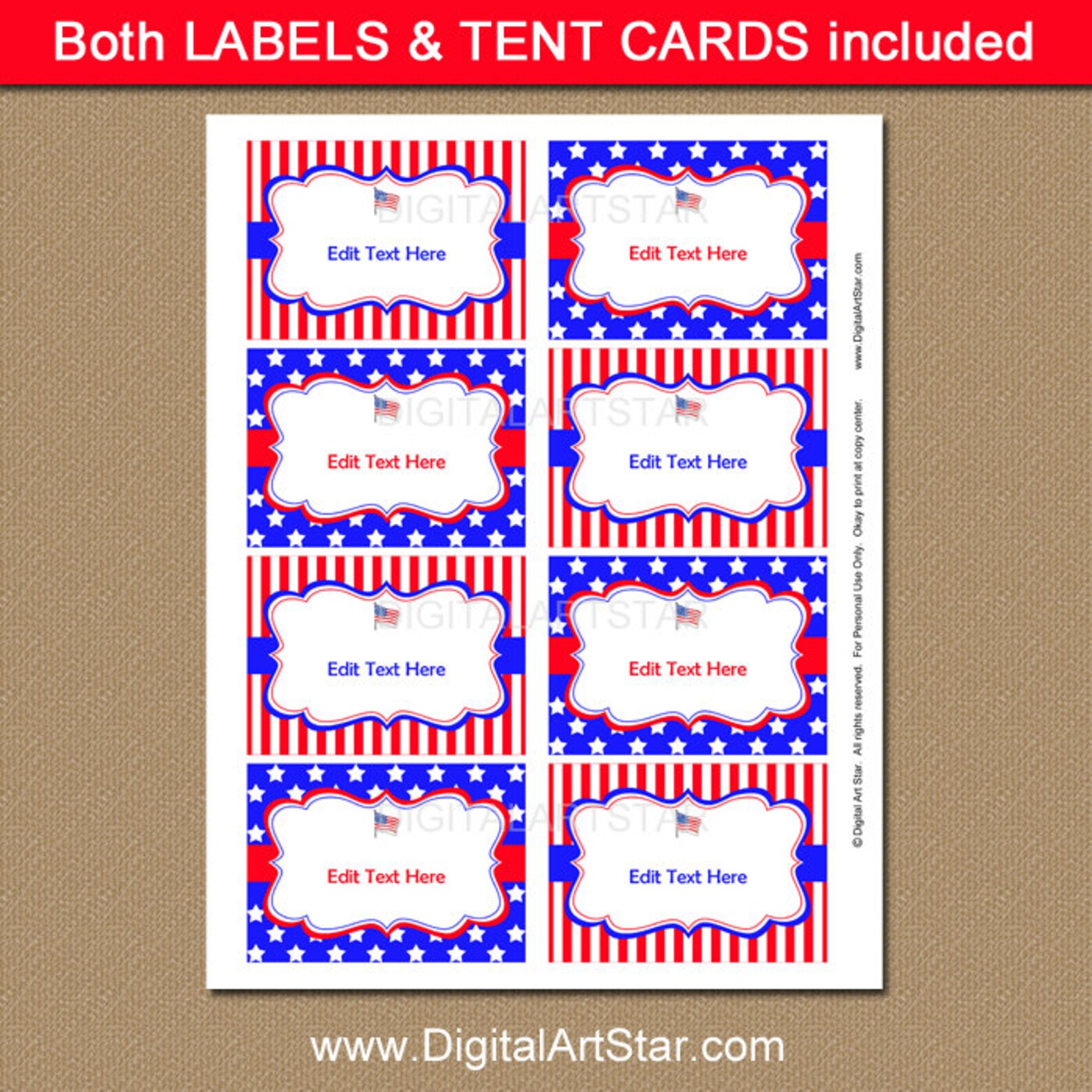 Patriotic Food Labels, 4th of July Labels, July 4th Birthday Party ...