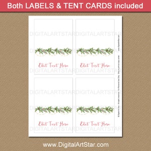 Editable Christmas Labels Holiday Place Card Template Christmas Food ...