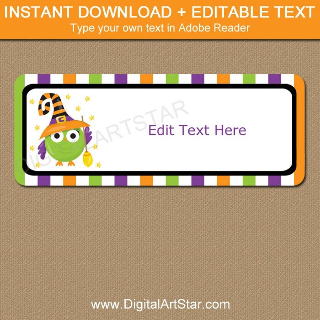 Halloween Owl Address Labels Template Editable Address Stickers Owl ...