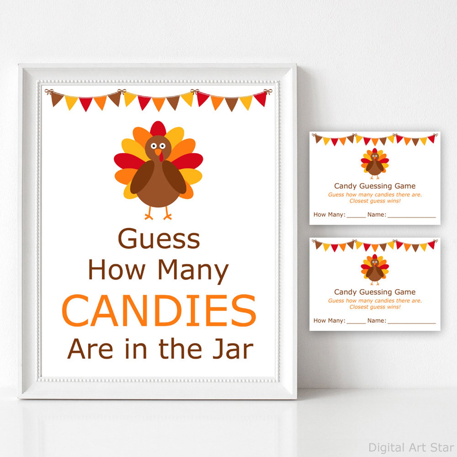Thanksgiving Candy Guessing Game Printable Guess How Many - Etsy