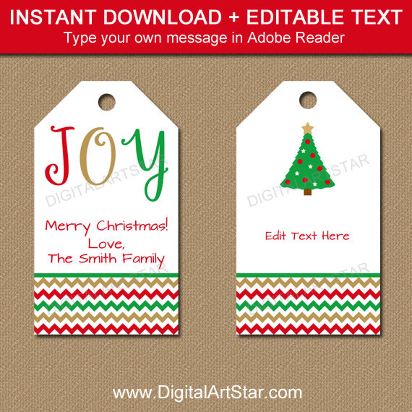 Printable Christmas Gift Tags Editable Christmas Hang Tags - Etsy