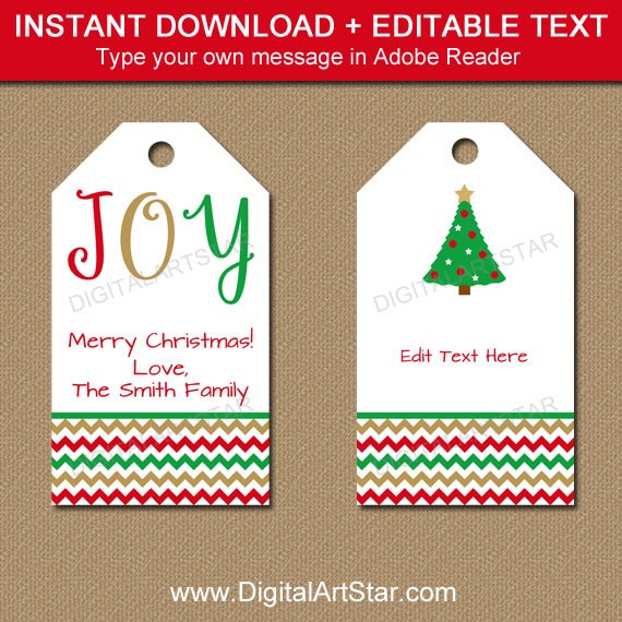Printable Christmas Gift Tags Editable Christmas Hang Tags | Etsy