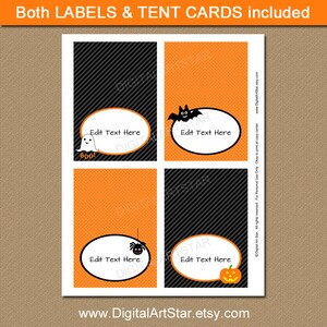 Food Label Card, Halloween Tent Cards, DIY Halloween Decorations, Food ...