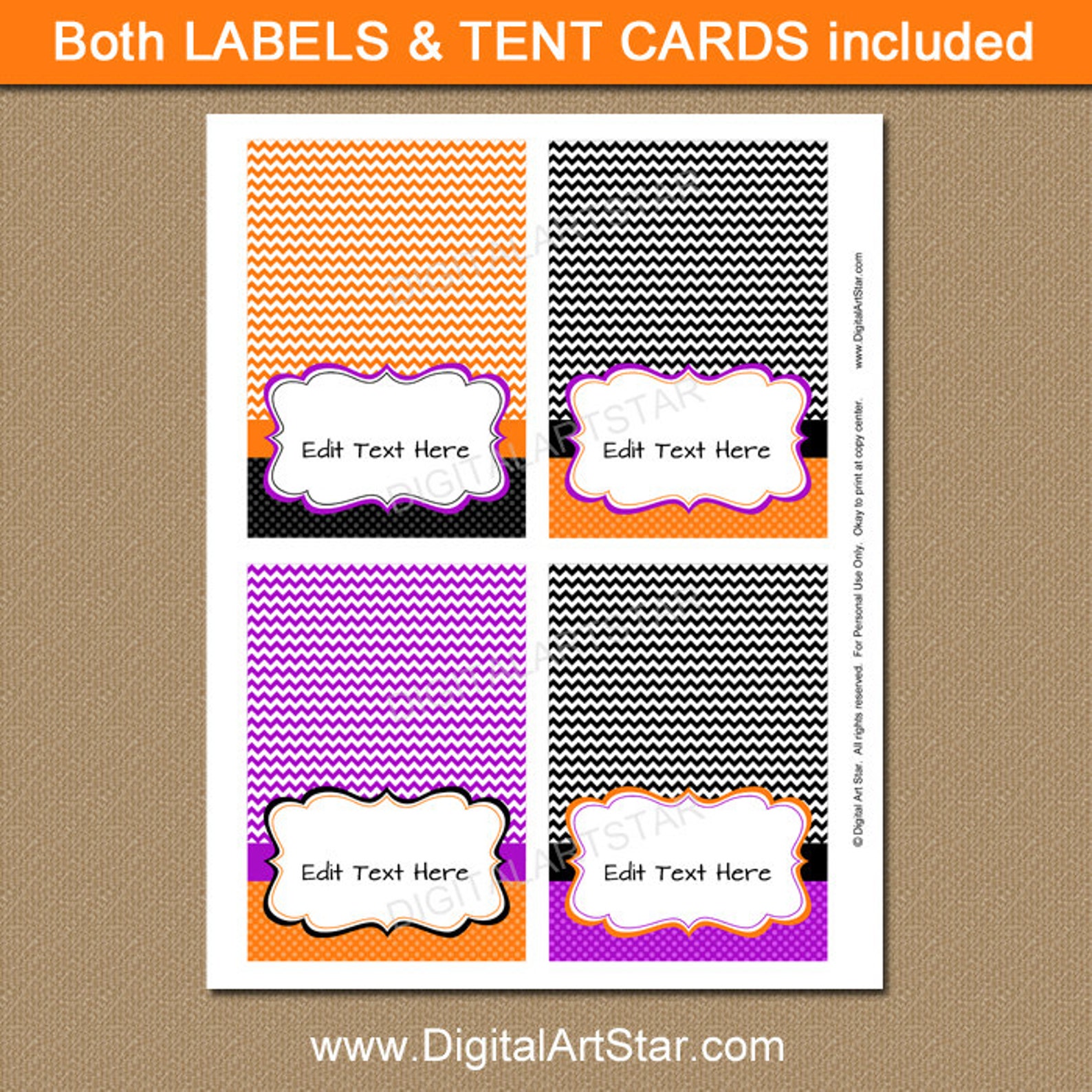 EDITABLE Halloween Chevron Food Labels Printable Buffet - Etsy